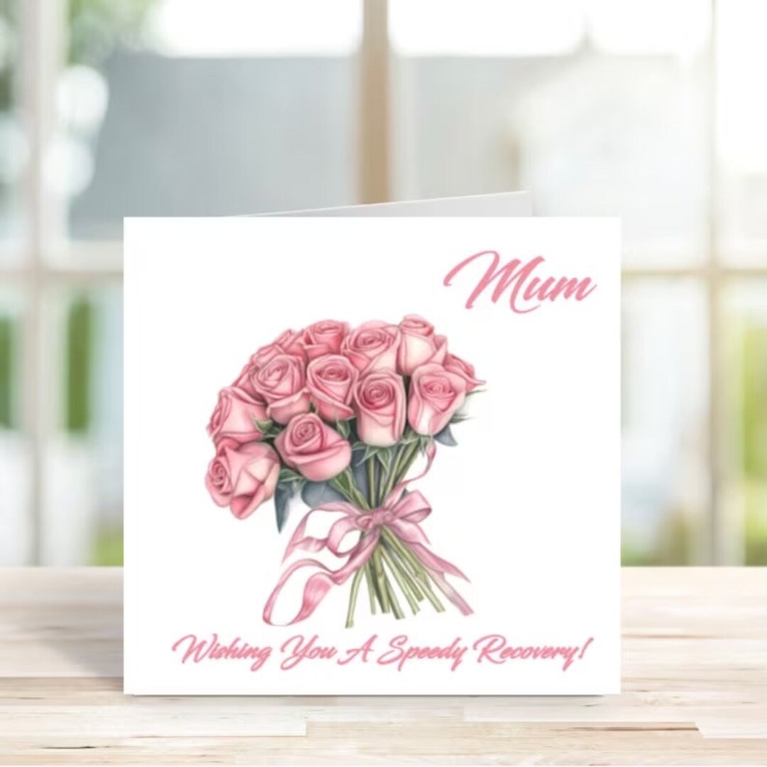Personalised Get Well Soon Card, Roses Card, Wishing You a Speedy ...
