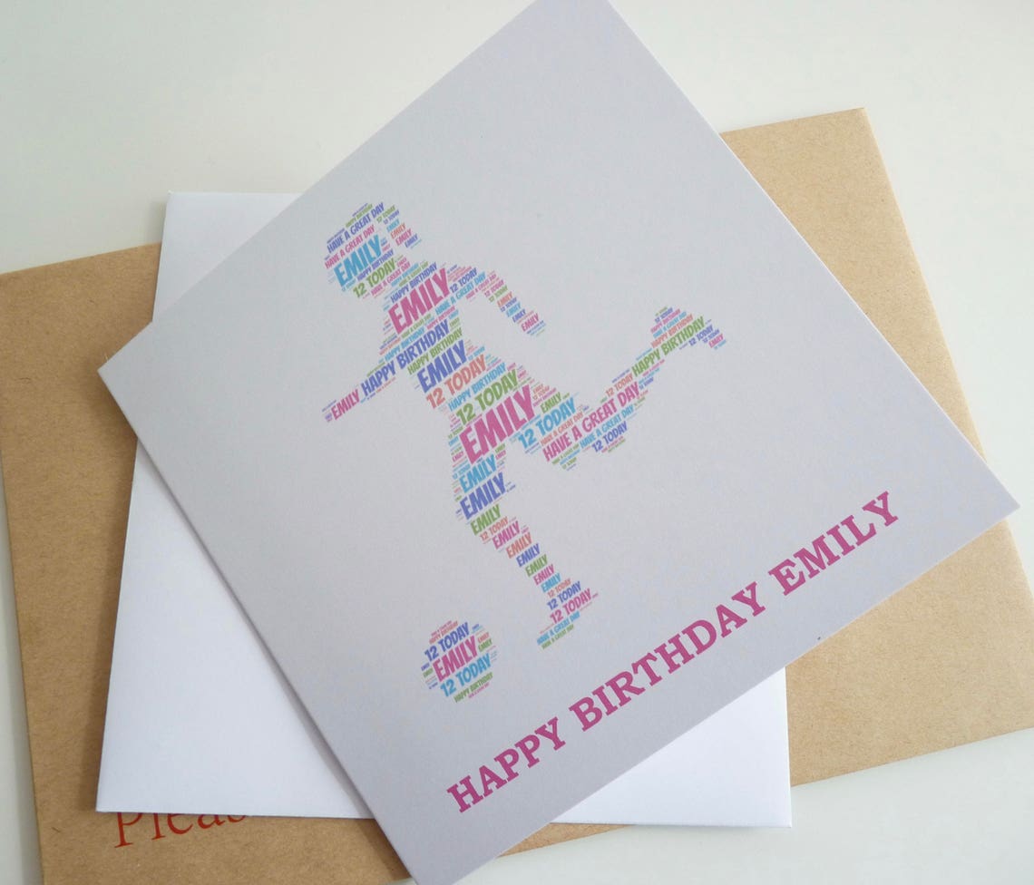 Personalised Girl Footballer Card Personalised Girl Soccer - Etsy UK