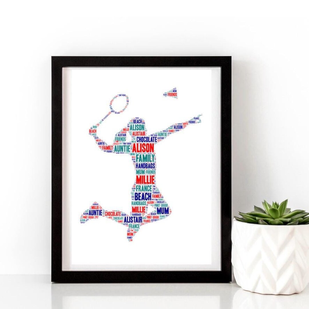 Personalised Female Badminton Player Print, Badminton Print, Badminton ...