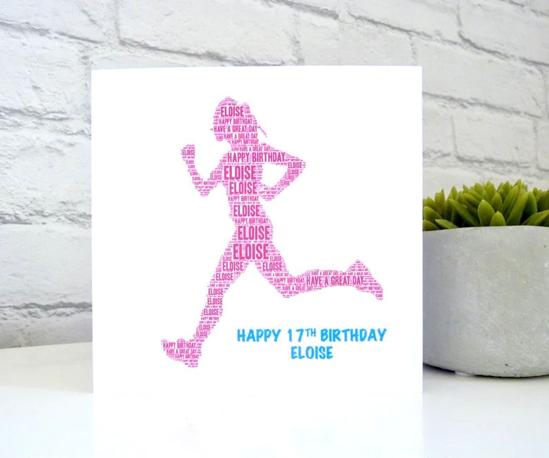 Personalised Female Runner Card, Personalised Birthday Card ...