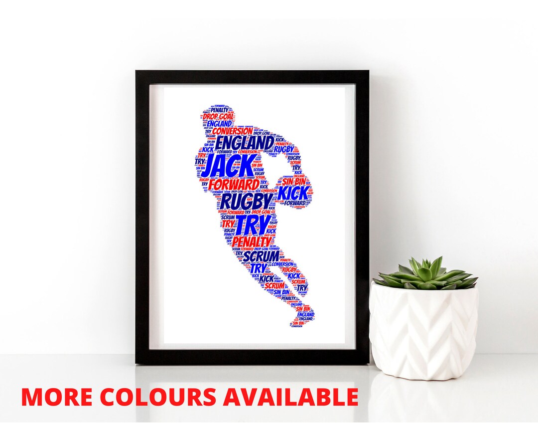 Personalised Rugby Player Print, Personalised Rugby Print, Word Art ...