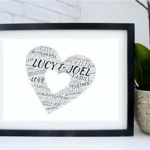 Personalised Heart Print, Personalised Wedding Print, Personalised ...