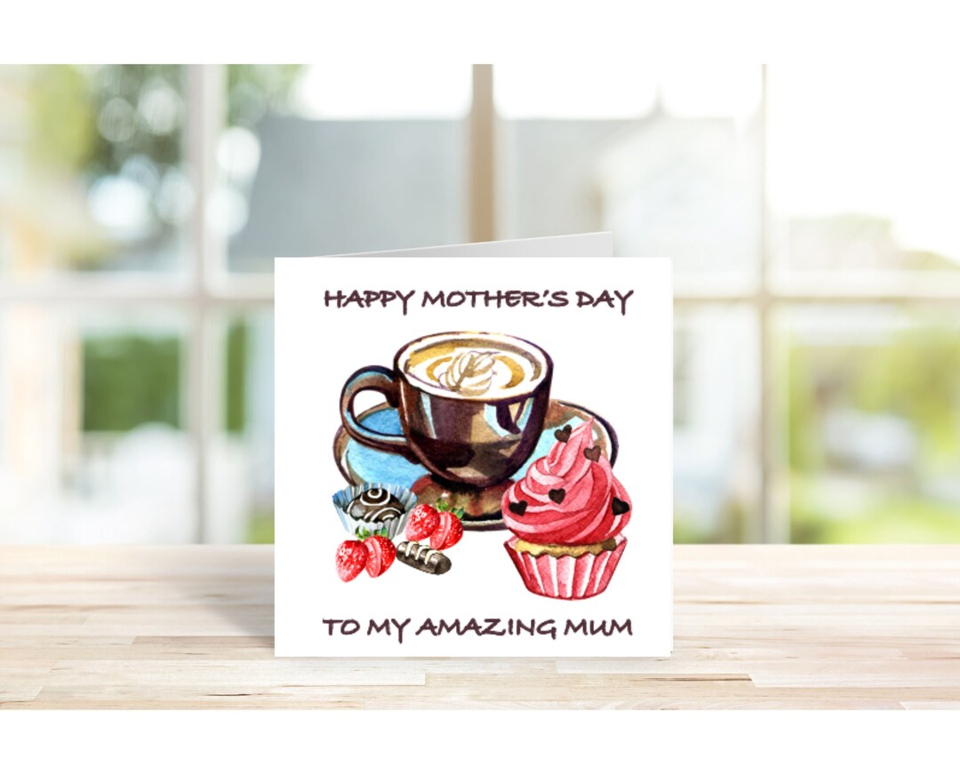 Personalised Mother's Day Card, Coffee and Cupcake Mother's Day Card ...