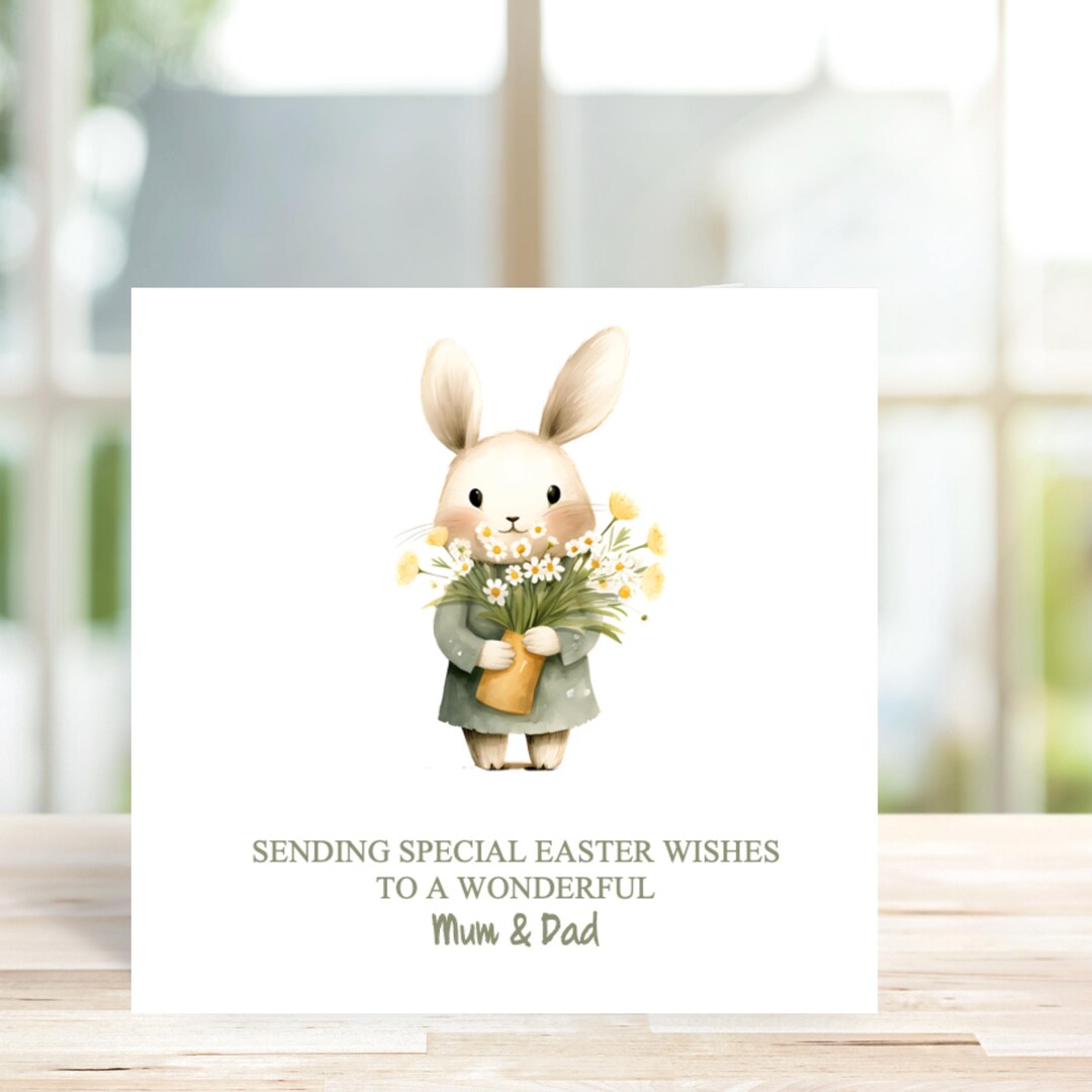 Personalised Easter Bunny, Easter Card, Mum & Dad Easter Card, Parents ...