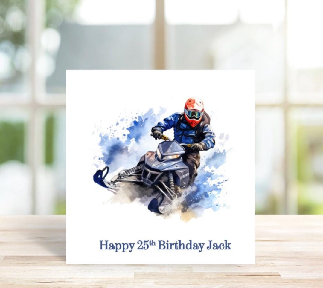 Personalised Snowmobile Card, Personalised Skidoo Birthday Card ...