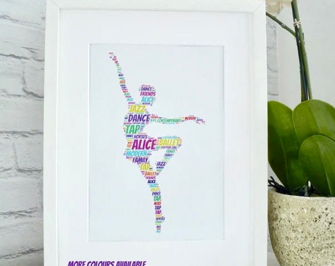 Ballet Dancer Art Print in Soft Muted or Blue Tones, Watercolour Effect ...