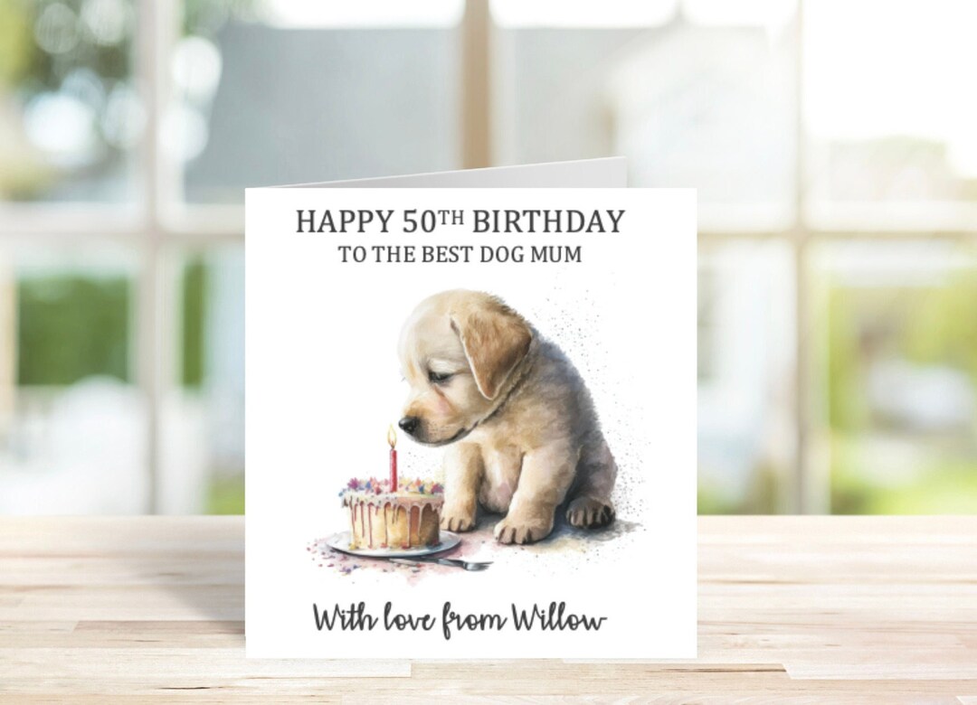 Personalised Golden Retriever Birthday Card, Dog Birthday Card, Puppy ...