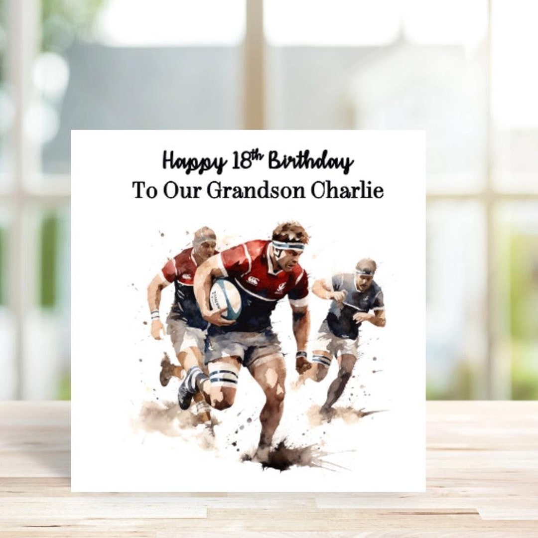 Personalised Rugby Players Birthday Card, Rugby Card, Card for Rugby ...
