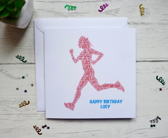 Personalised Female Runner Card Personalised Birthday Card | Etsy