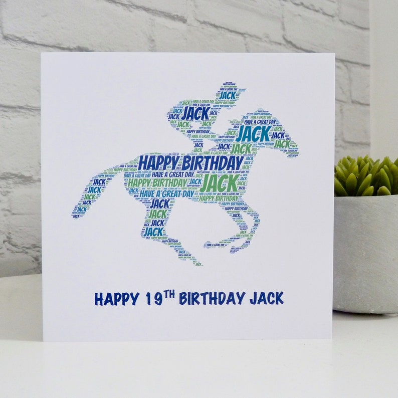Personalised Horse Racing Birthday Card Horse & Jockey Card | Etsy UK