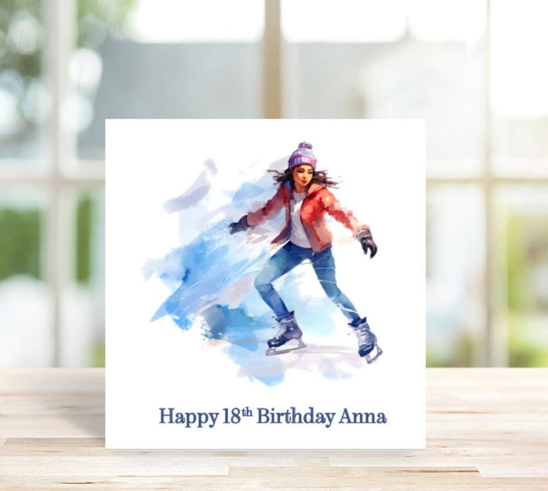 Personalised Female Ice Skating Card, Personalised Ice Skater Birthday ...