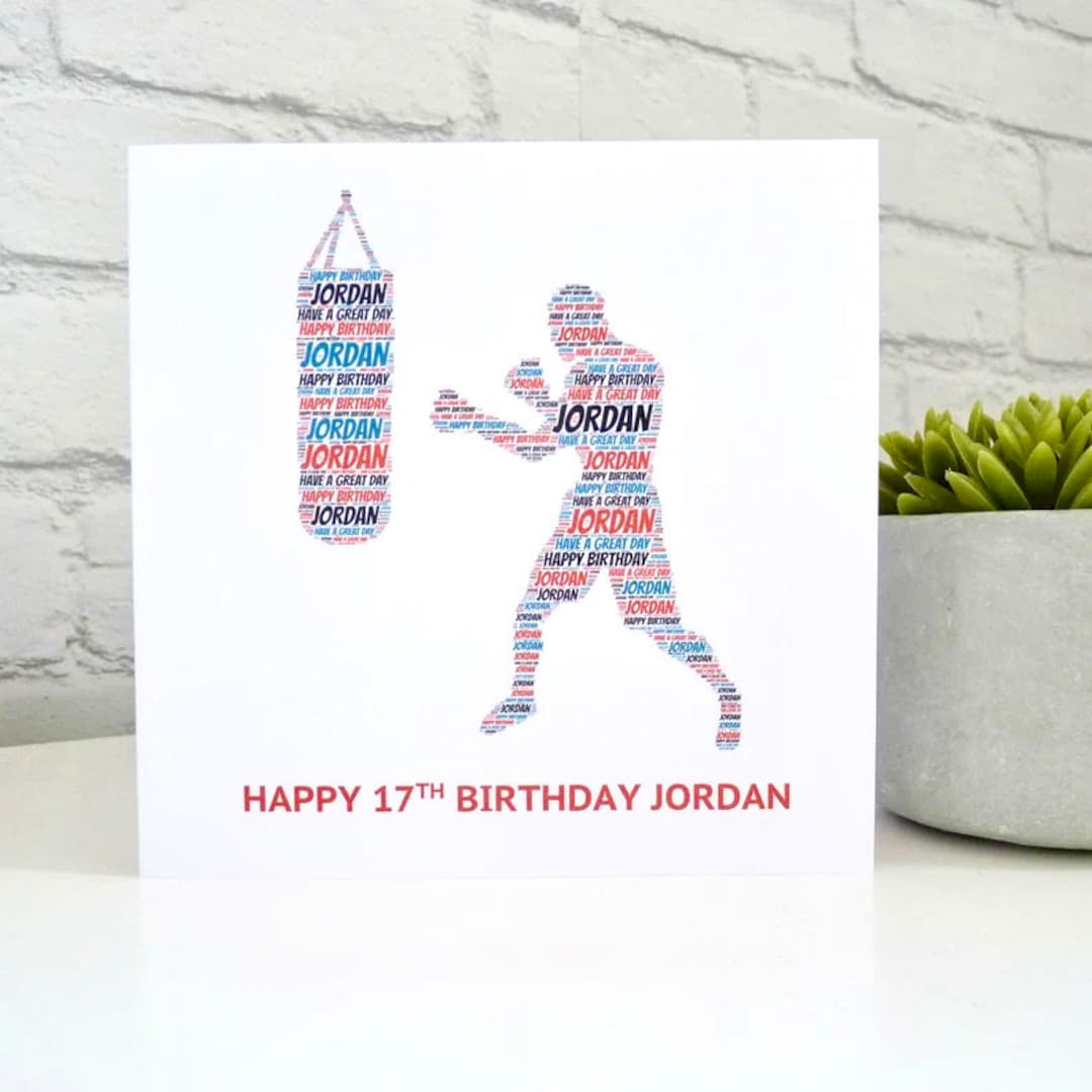 Personalised Boxing Birthday Card Boxer & Punchbag Birthday - Etsy