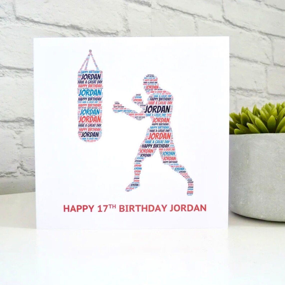 Personalised Boxing Birthday Card, Boxer & Punchbag Birthday Card ...