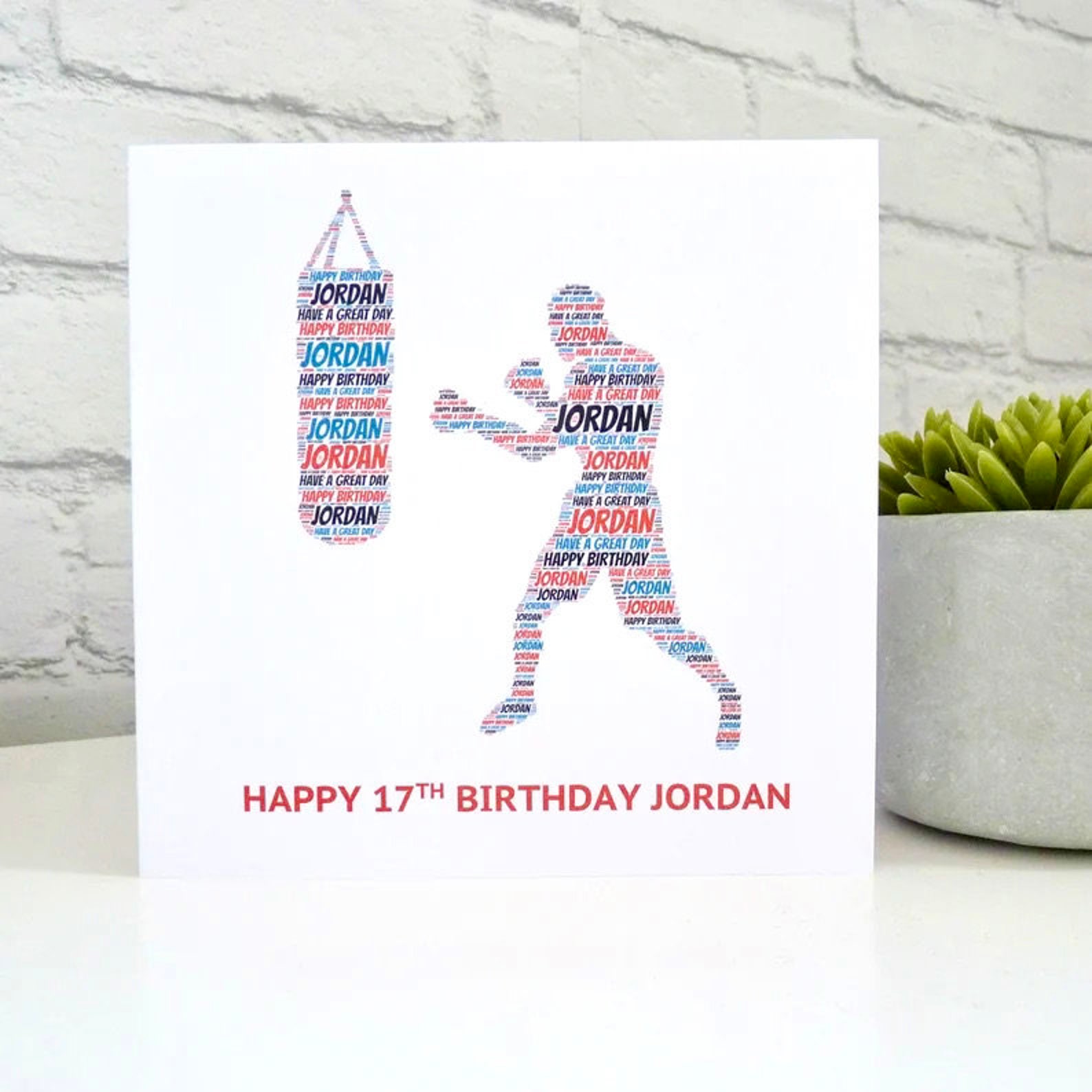 Personalised Boxing Birthday Card, Boxer & Punchbag Birthday Card ...