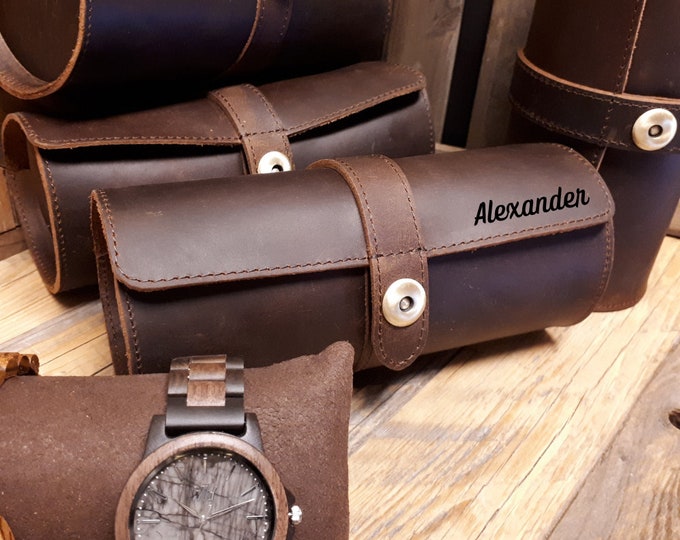 Personalized Watch Roll, Leather Roll, Leather Watch Case, Travel ...