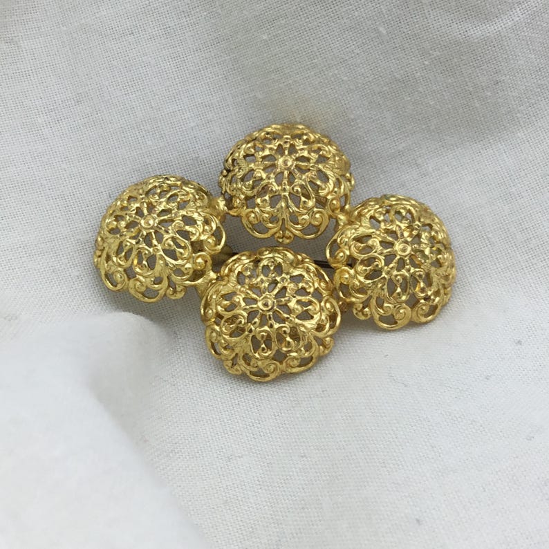 Vintage Art Deco 1930s to 1940s 4 Button Shapes Connected Brooch Gold ...