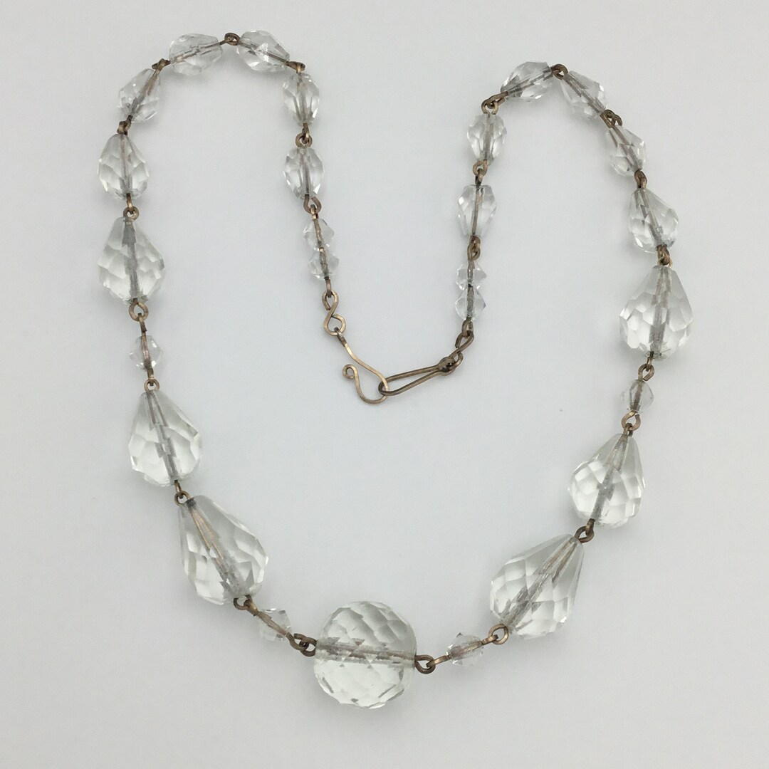 Vintage Art Deco 1920s to 1930s Clear Crystal Glass Pear Shape Bead ...