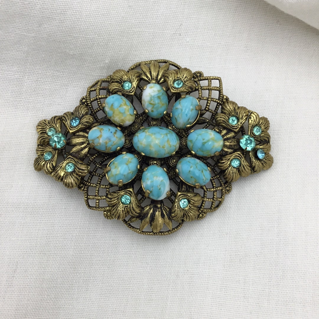 Vintage Art Deco 1930s to 1940s Faux Turquoise Hubbell Pale Blue Art ...