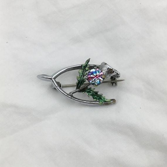 Vintage Iris art glass multicolour stone set Scottish… - Gem