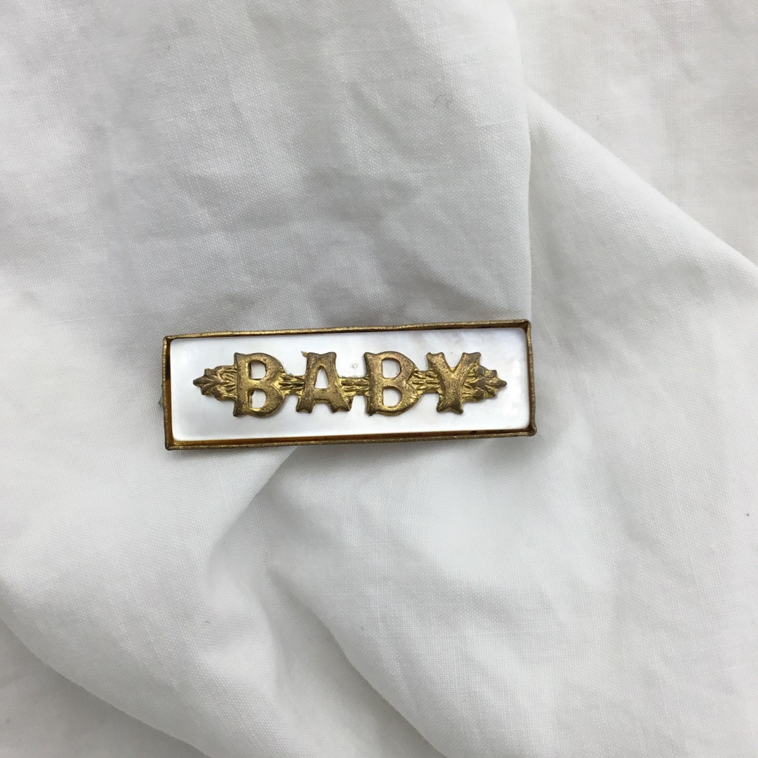 Antique Baby Name Brooch 1910s to 1920s Mother of Pearl Shell and Gold ...