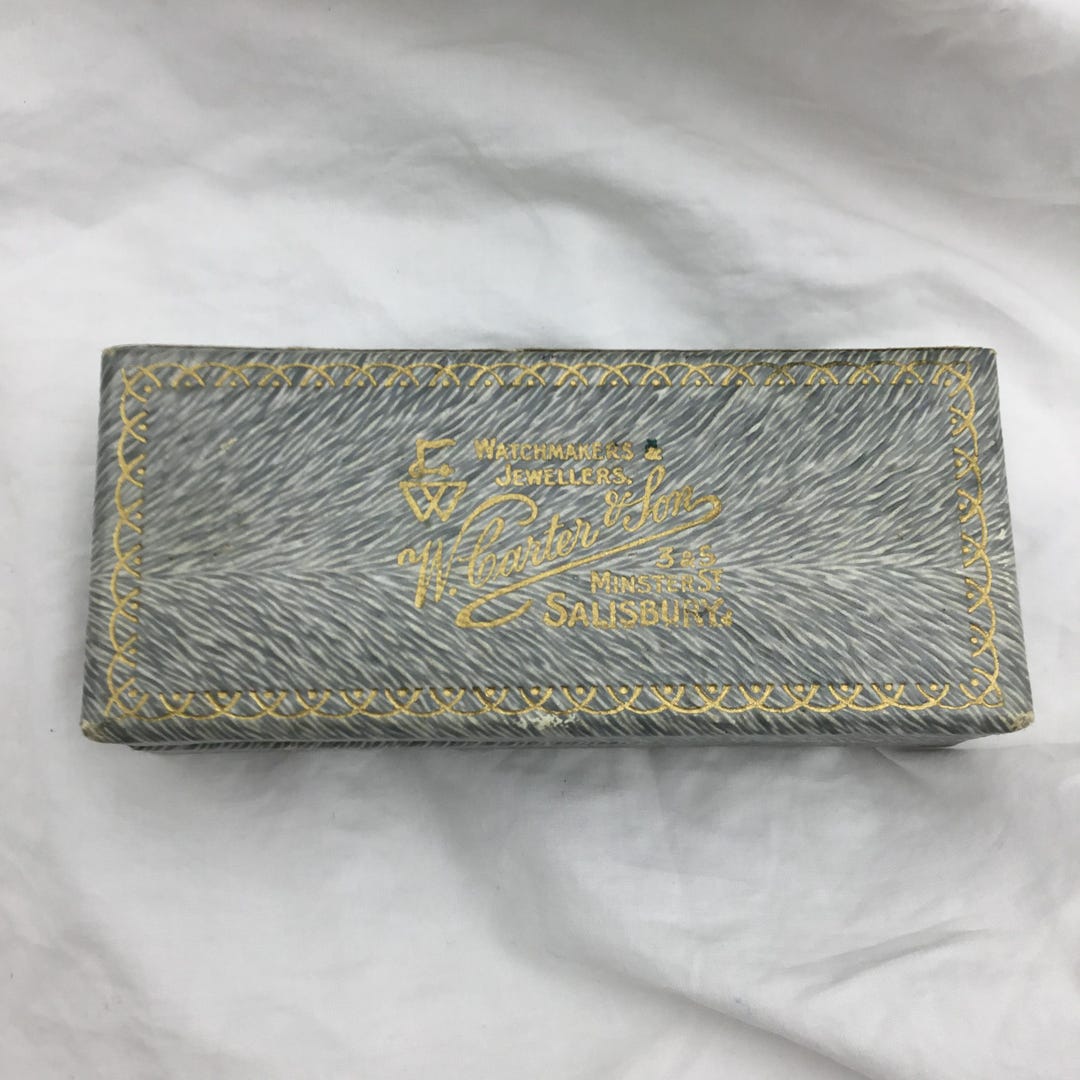 Vintage C1930 Grey Gold Detail Rectangle Jewellery Box Black Velvet ...