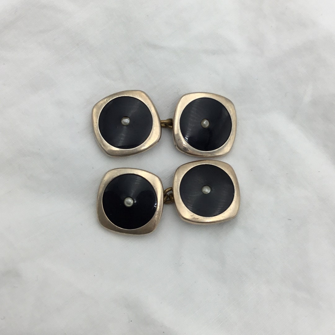 Vintage Art Deco 1940s to 1950s Black Plastic Gold Tone and Brass ...