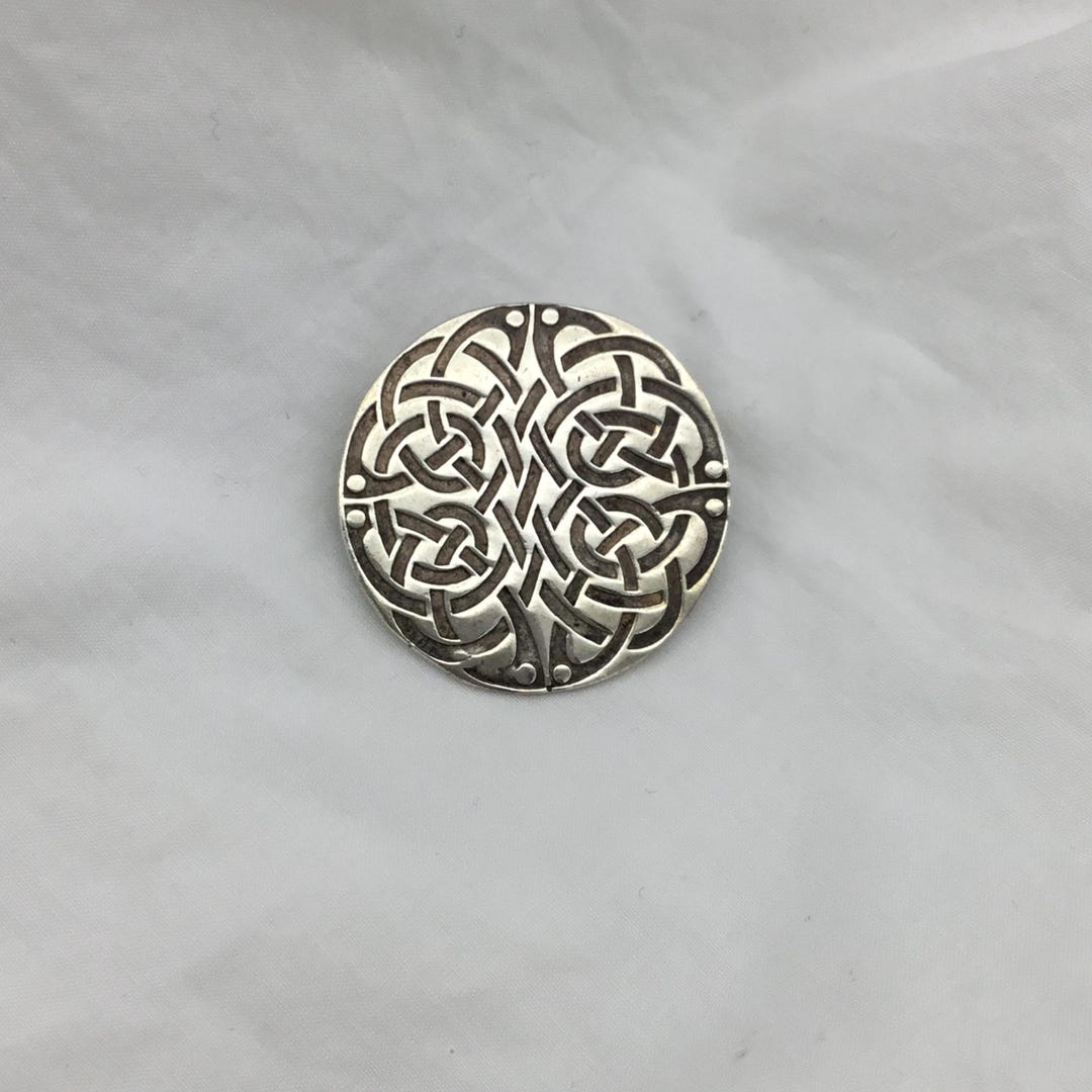 Vintage Celtic Sterling Silver Circle Round Brooch, England Full ...