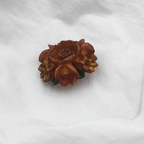 Vintage bakelite Art Deco 1930s orange brown amber co… - Gem