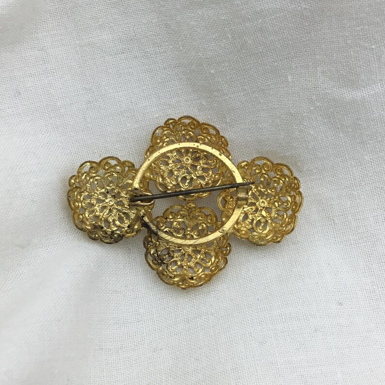 Vintage Art Deco 1930s to 1940s 4 Button Shapes Connected Brooch Gold ...