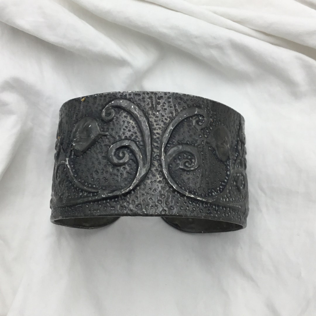 Antique Arts & Crafts Pewter C1910s Big Bangle 1.5 Inch or 3.8cm Very ...