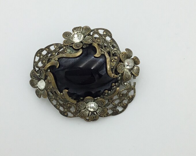 Antique 1910s to Art Deco Early 1920s. Glass Black Faux Jet, White ...