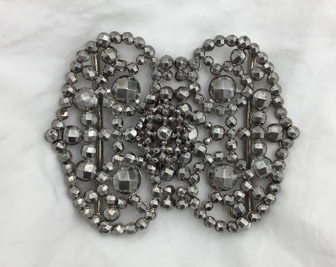 Antique Late Victorian to Edwardian Cut Steel Large Fancy Belt Buckle ...