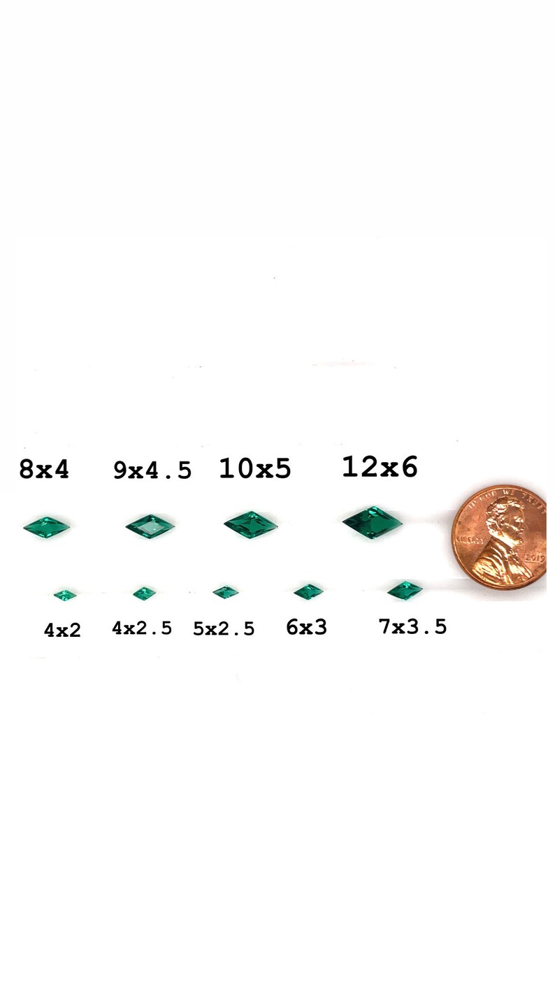 Lab Created Emerald Lozenge Shape Step Cut AAA Quality Sabrina Created ...