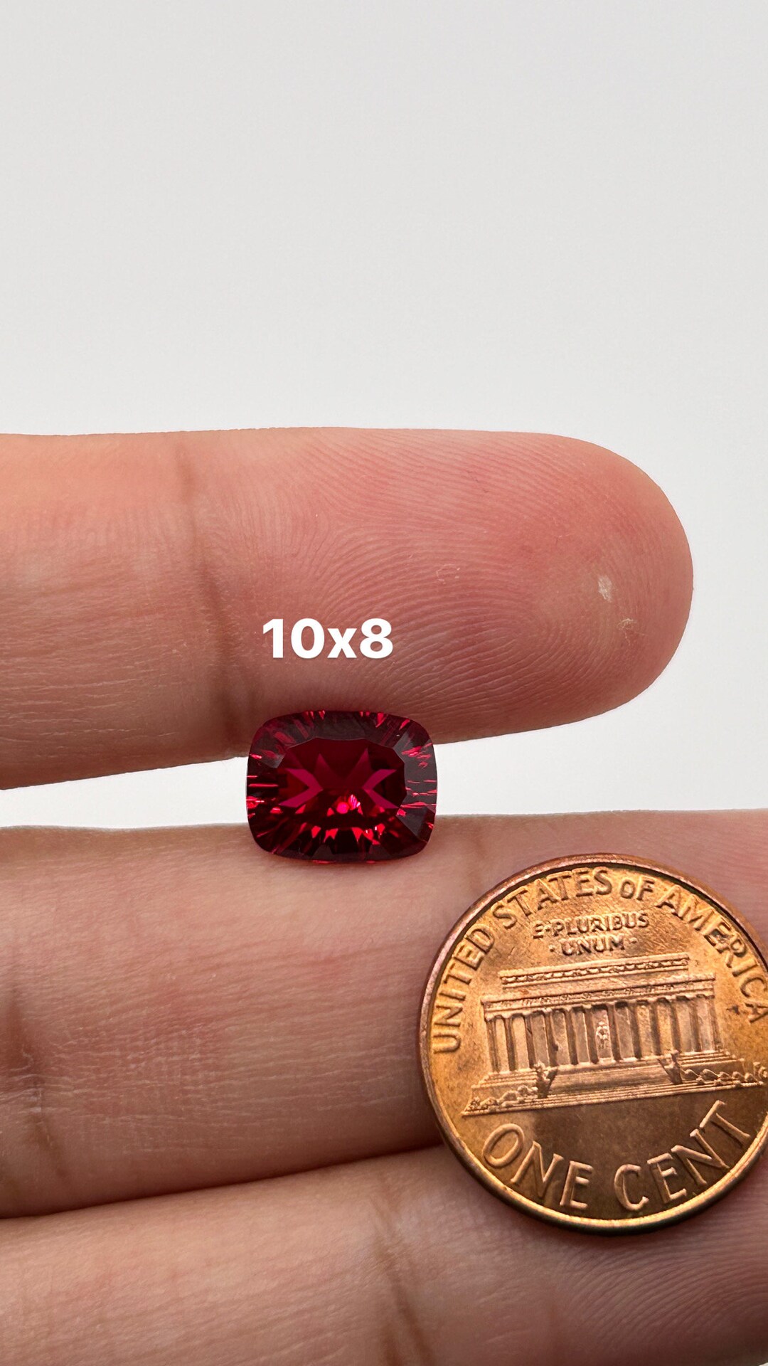 Synthetic Ruby Gemstone - Elongated Cushion Concave Cut - Vibrant Red ...