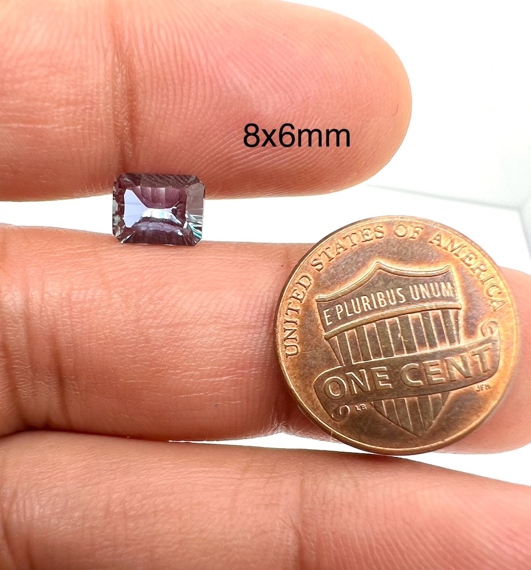 Lab Created Alexandrite Gemstone - 8x6mm Emerald Concave Shape ...
