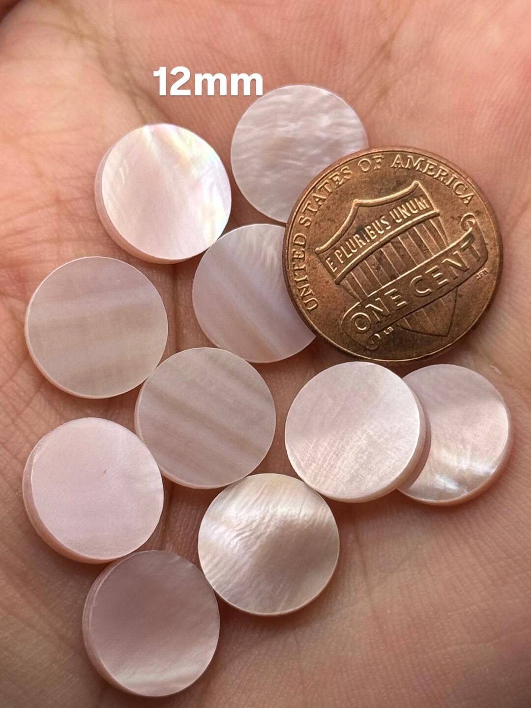 Mother of Pearl Round Flat Back 12x12x2mm – Natural Pink Shell ...