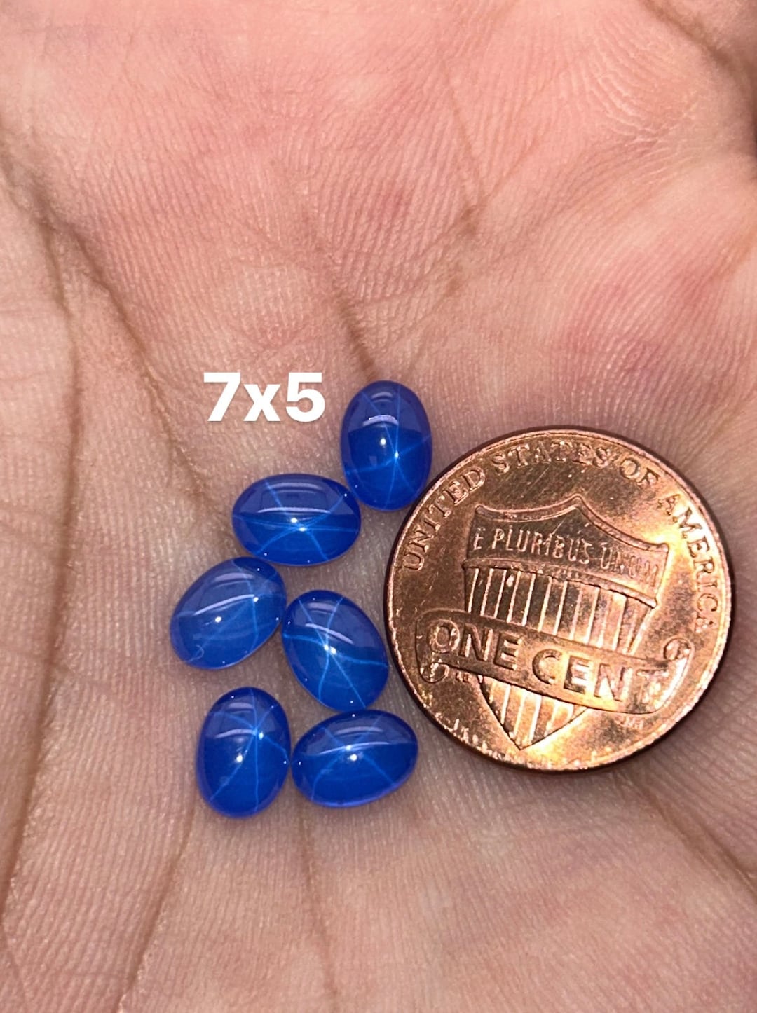 Loose Lab-created Blue Star Sapphire Transparent Oval Cabochon Flat ...