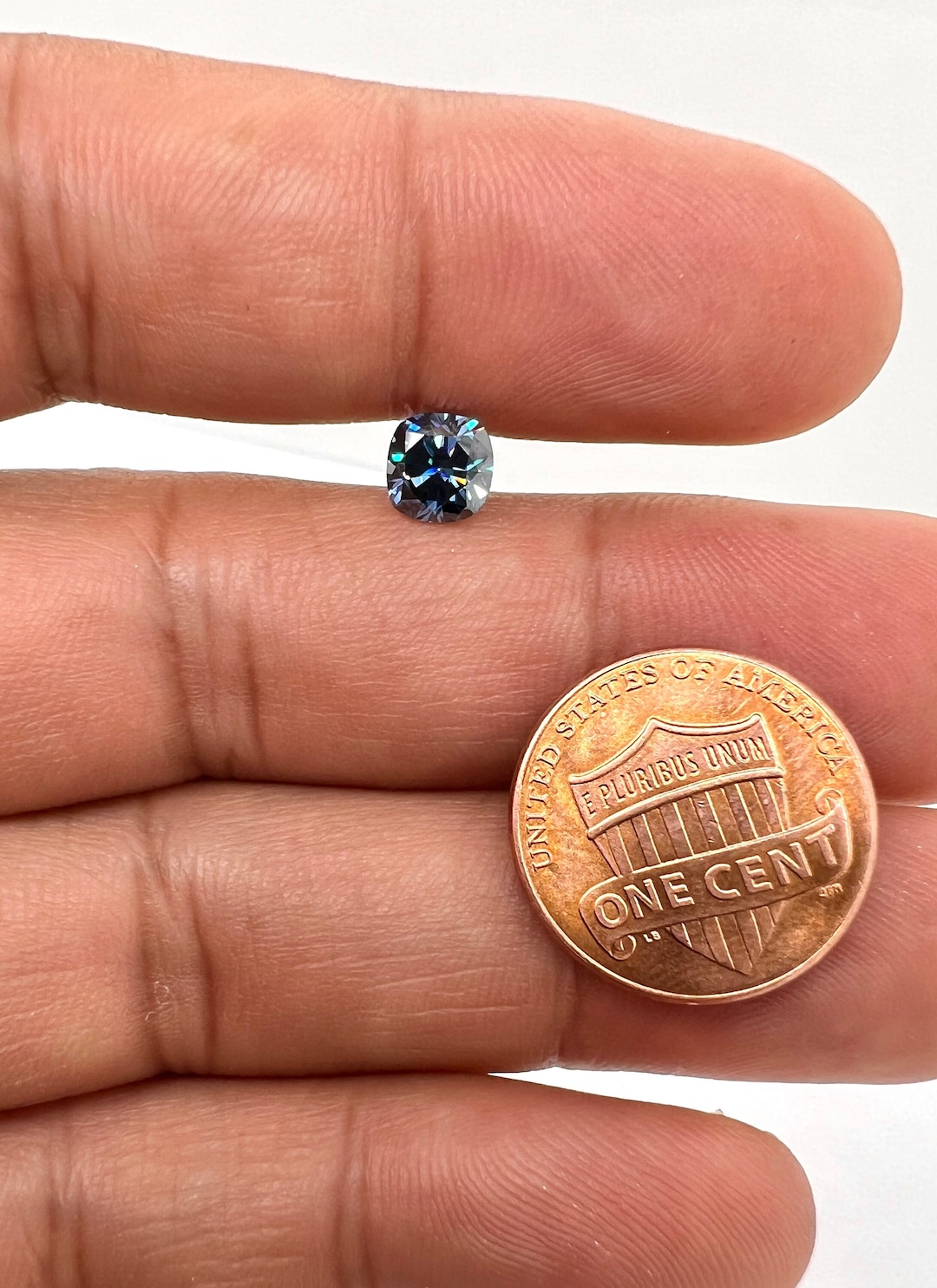 Lab Grown Blue Moissanite Cushion Cut Eye Clean Quality DEF Color ...