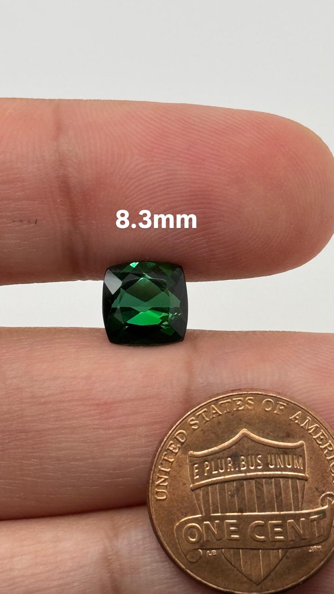 2.74ct Natural Green Tourmaline Cushion Cut Gemstone - 8.3x8.3mm ...