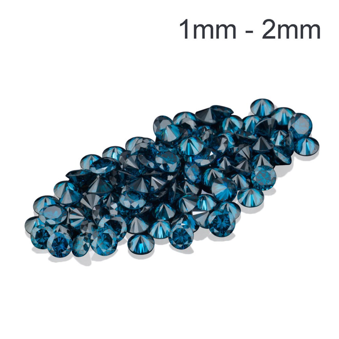 Natural Round Royal Blue Color Enhanced Diamonds Available in 1MM-2MM ...