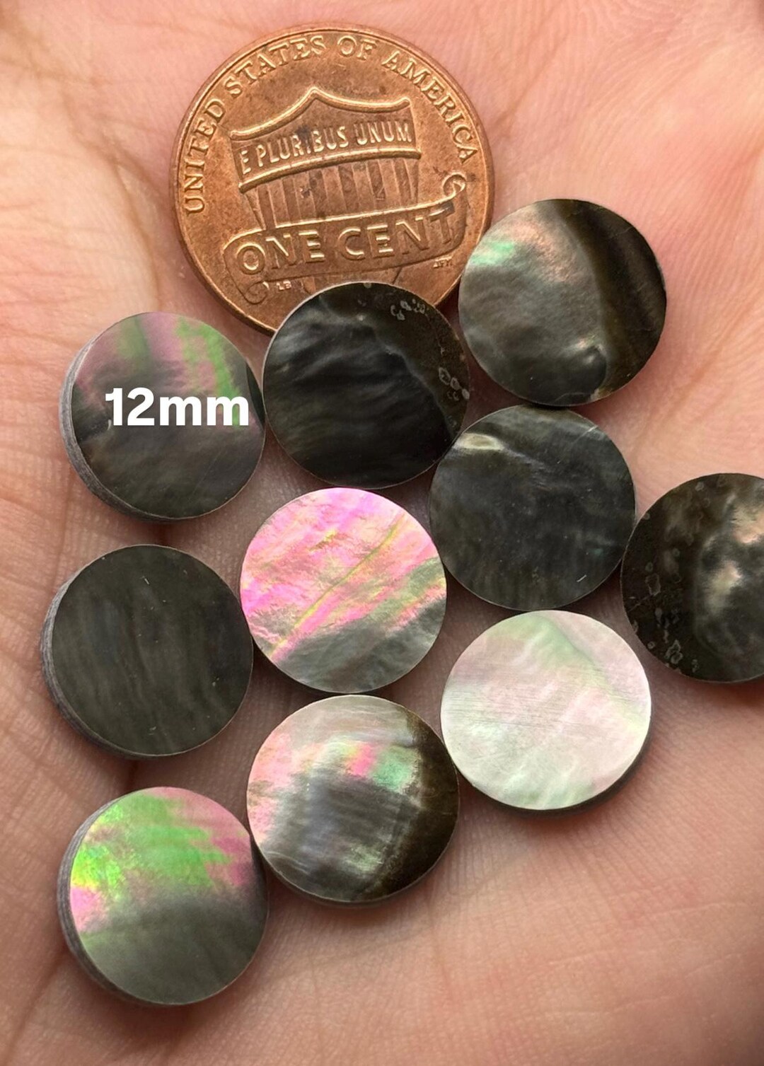 Mother of Pearl Round Flat Back 12x12x2mm – Natural Grey Shell for ...