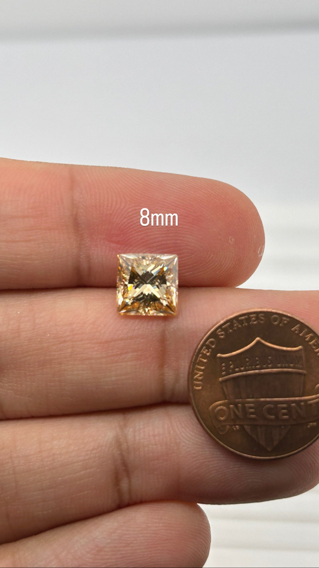 Lab Grown Champagne Moissanite Square-princess Cut Eye Clean DEF Color ...