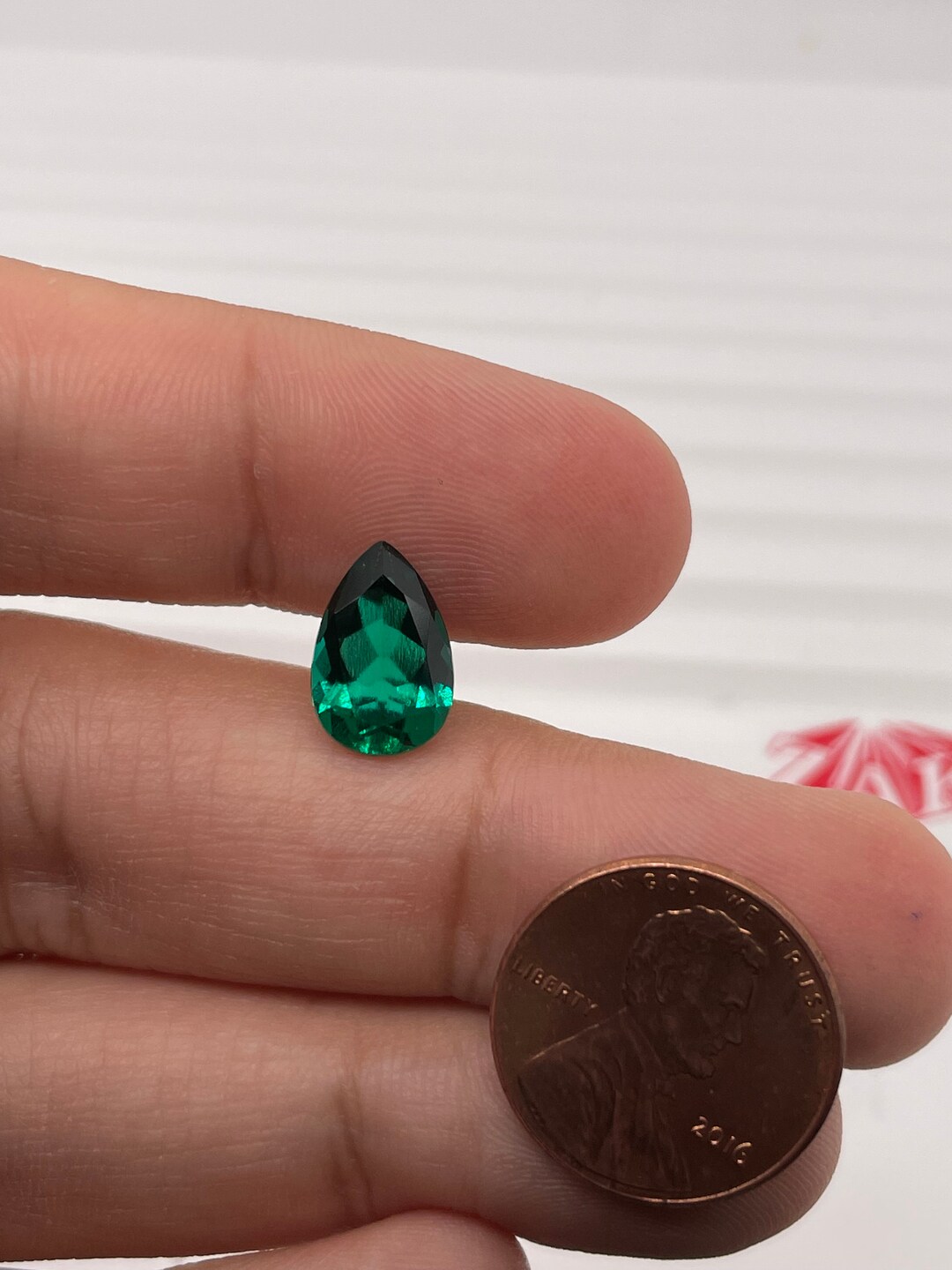 Lab Created Emerald Pear Shape AAA Quality Sabrina Created Gemstone ...