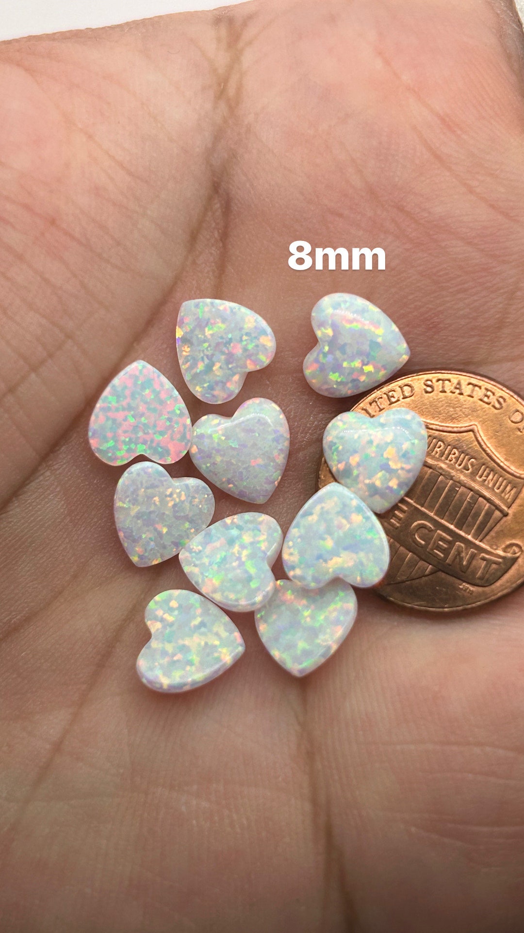 Synthetic White Opal Heart Shape Gemstone Available in 5mm - 8mm - Etsy