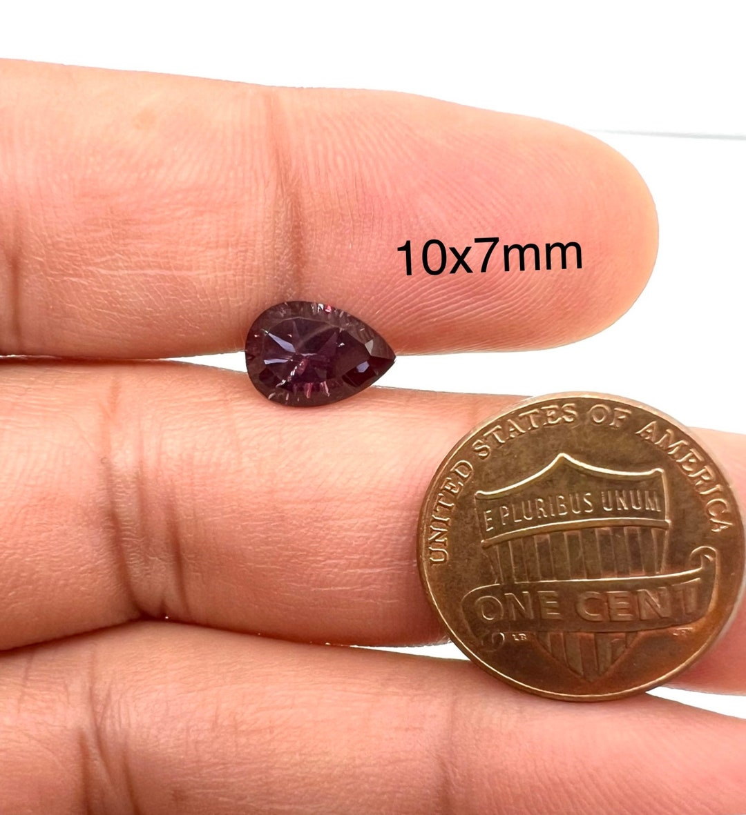 Lab Created Alexandrite Gemstone - 10x7mm Pear Concave Shape ...