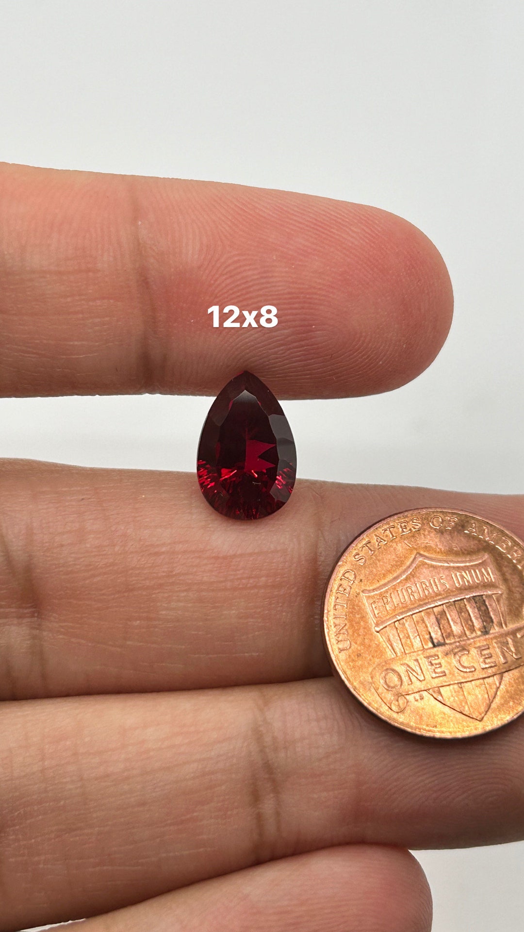 Synthetic Ruby Gemstone - Pear Concave Cut - Vibrant Red Loose Stone ...