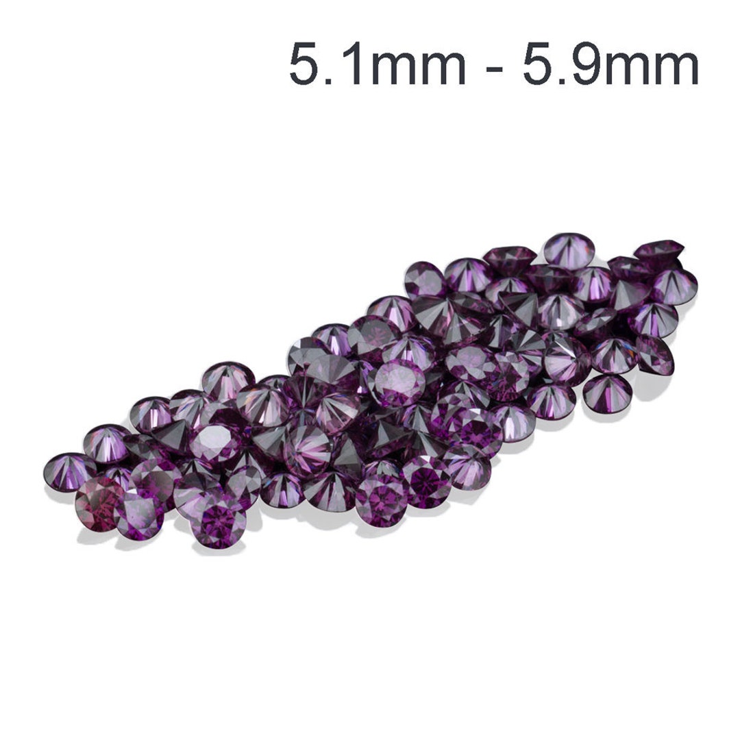 Natural Round Purple Color Enhanced Diamonds Available in 5.1MM-5.9MM ...