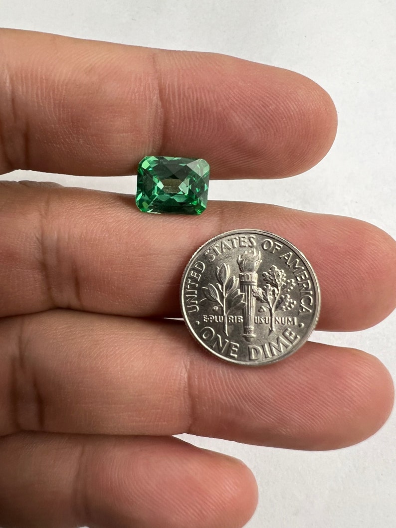Lab Grown Green Sapphires Emerald Cut Checkered AAA Quality - Etsy