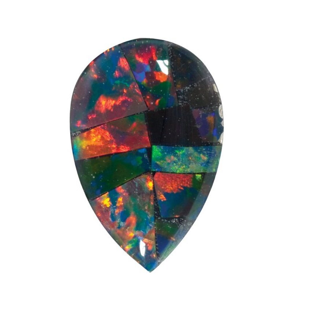Lab Created Mosaic Opal Pear Shape Calibrated Cabochon Available in ...