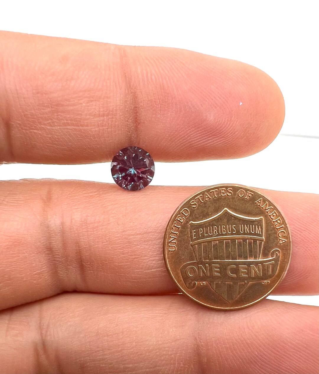 Lab Created Alexandrite Gemstone - 7MM Round Concave Shape - Synthetic ...